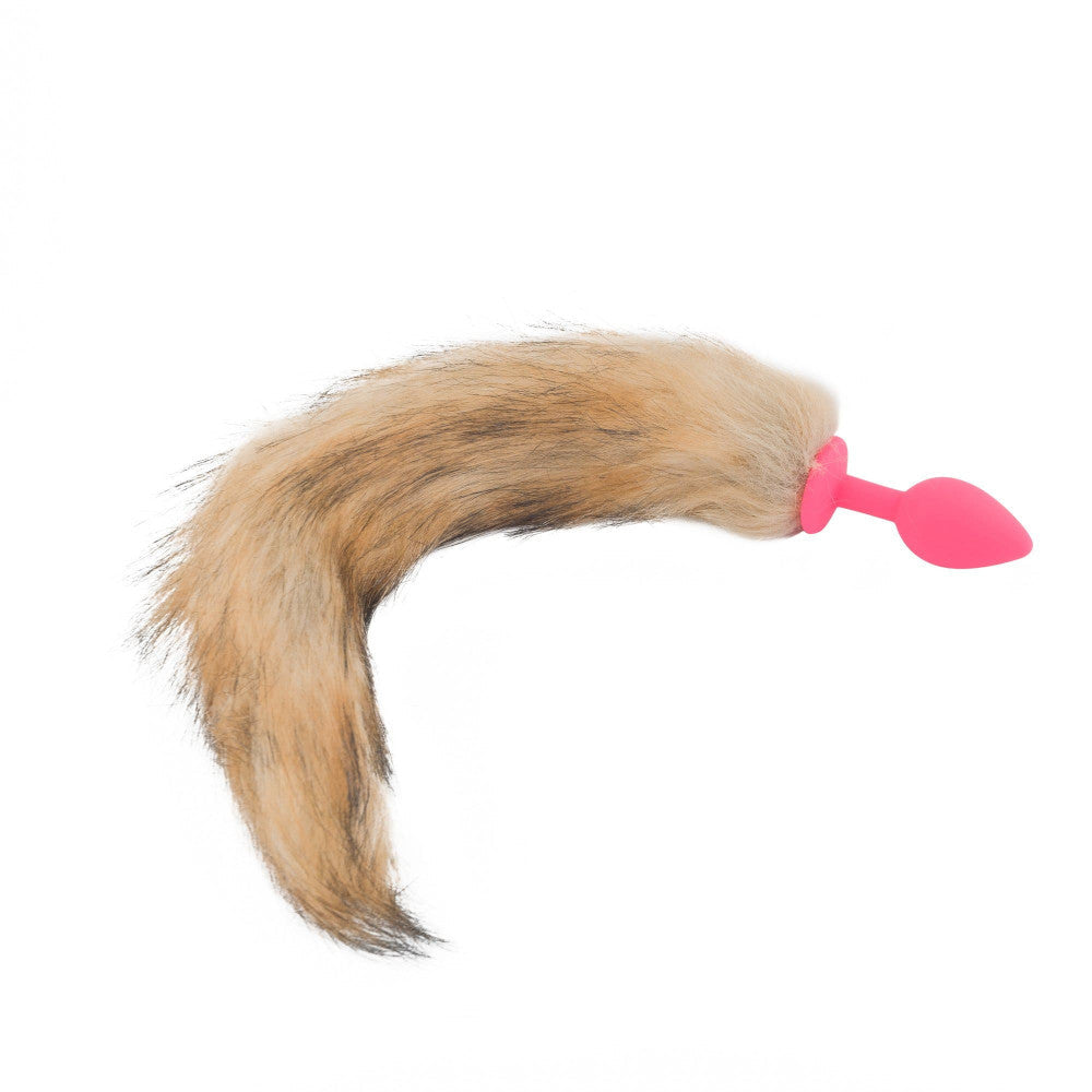 Brown & Pink Fox Silicone Tail, 18" – Love Plugs UK